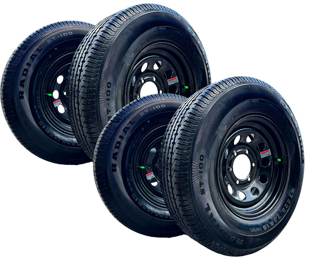 SRT OF 4 GOODRIDE ST100 225/75R15 10PR Trailer Tires on Rim 15X6 Black ...